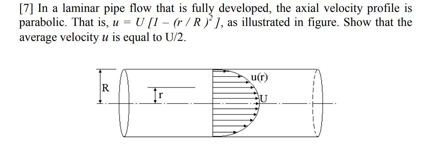 Solved In a laminar pipe flow that is fully developed, the | Chegg.com