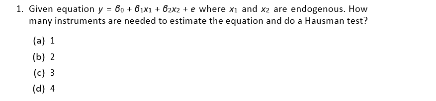 1. Given equation y=b0+B1x1+B2x2+e where x1 and x2 | Chegg.com