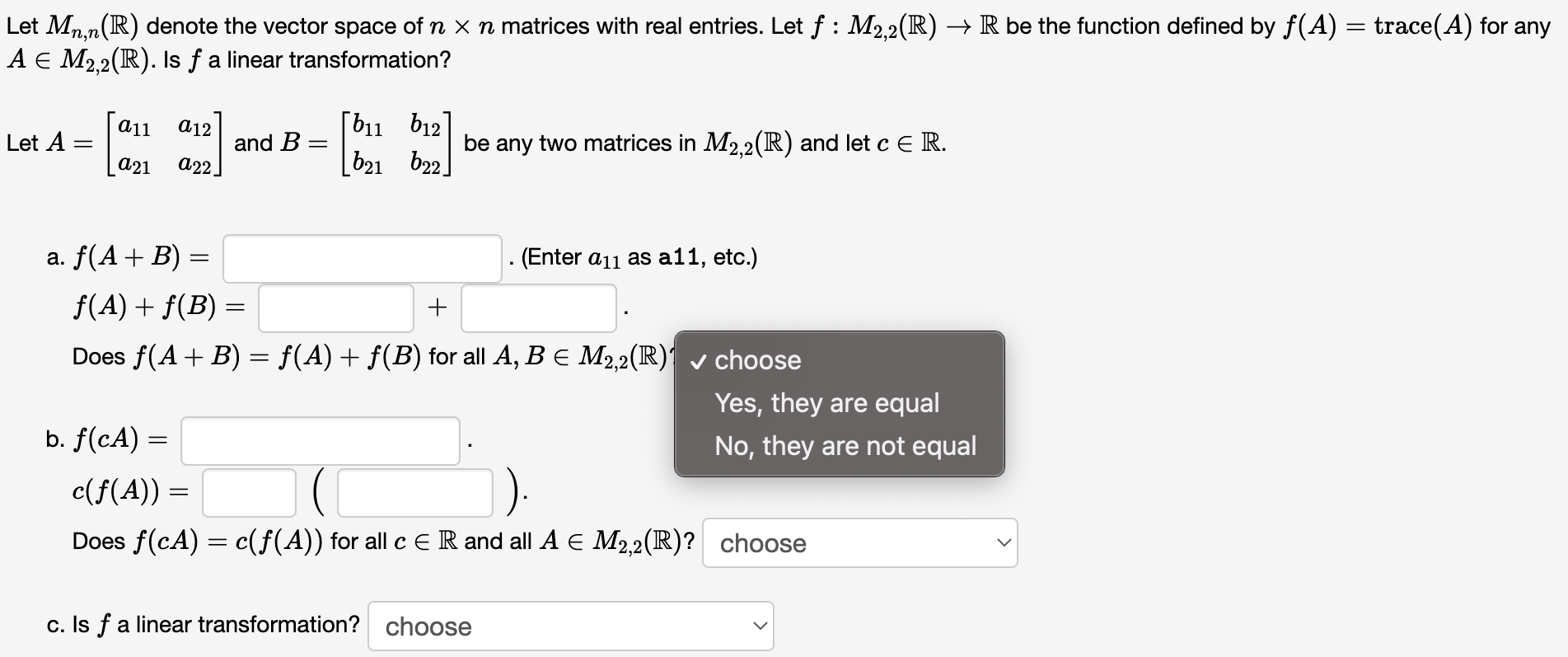 Solved = Let Mn,n(R) denote the vector space of n x n | Chegg.com