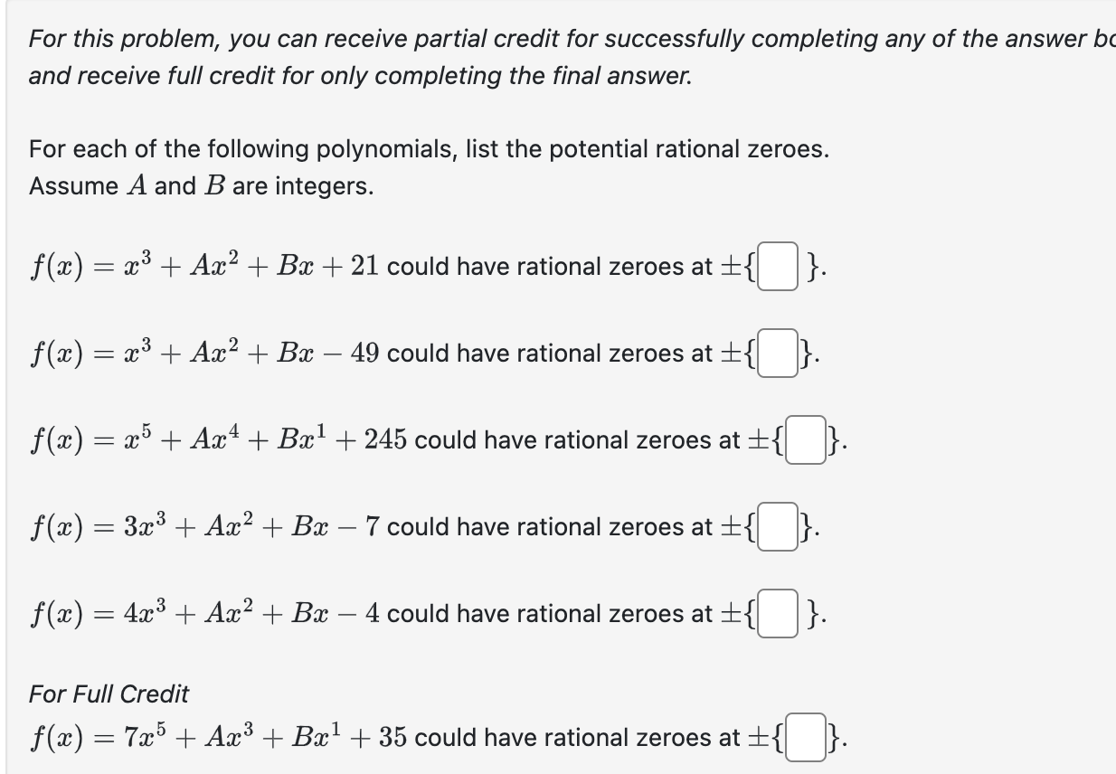 Solved For this problem, you can receive partial credit for | Chegg.com