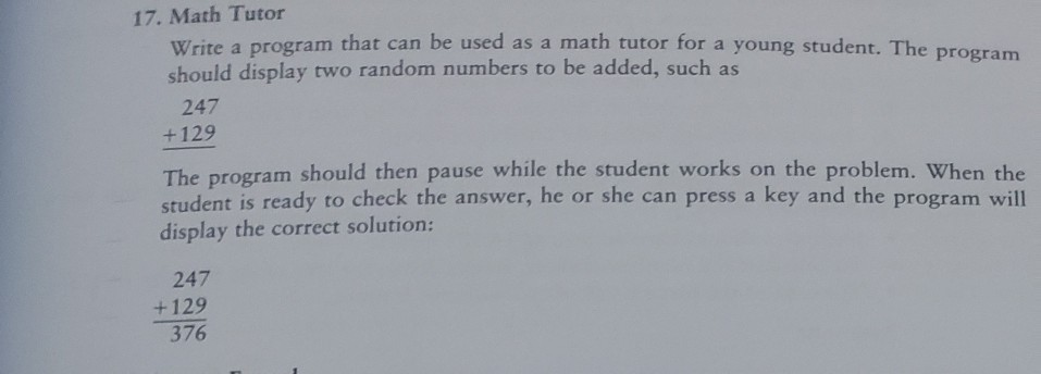 Solved 17 Math Tutor Write A Program That Can Be Used As A 