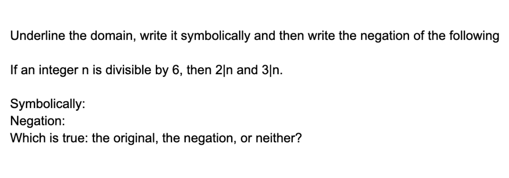 Solved Underline the domain, write it symbolically and then | Chegg.com