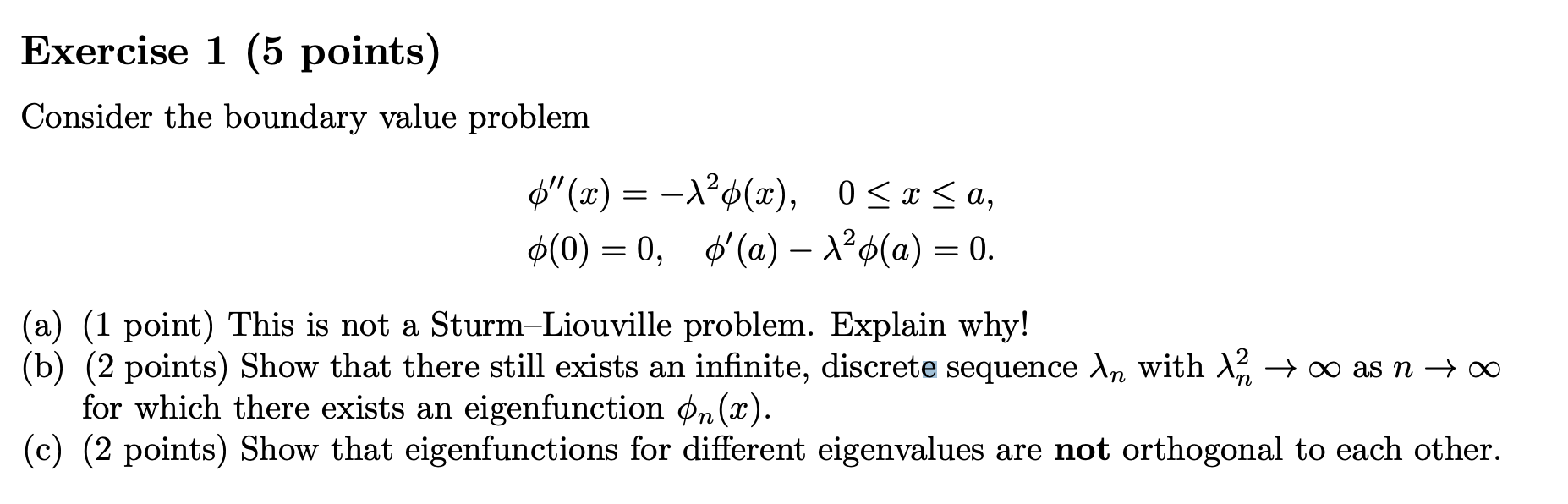 Solved Exercise 1 (5 points) Consider the boundary value | Chegg.com
