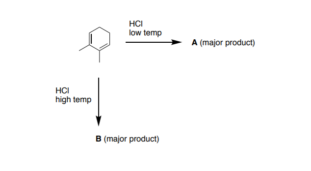 Solved HCI low temp A (major product) HCI high temp B (major | Chegg.com
