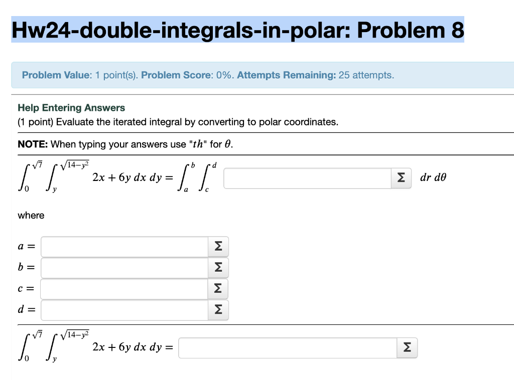 Solved Hw24-double-integrals-in-polar: Problem 8 Problem | Chegg.com