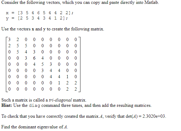 Solved Consider the following vectors, which you can copy | Chegg.com