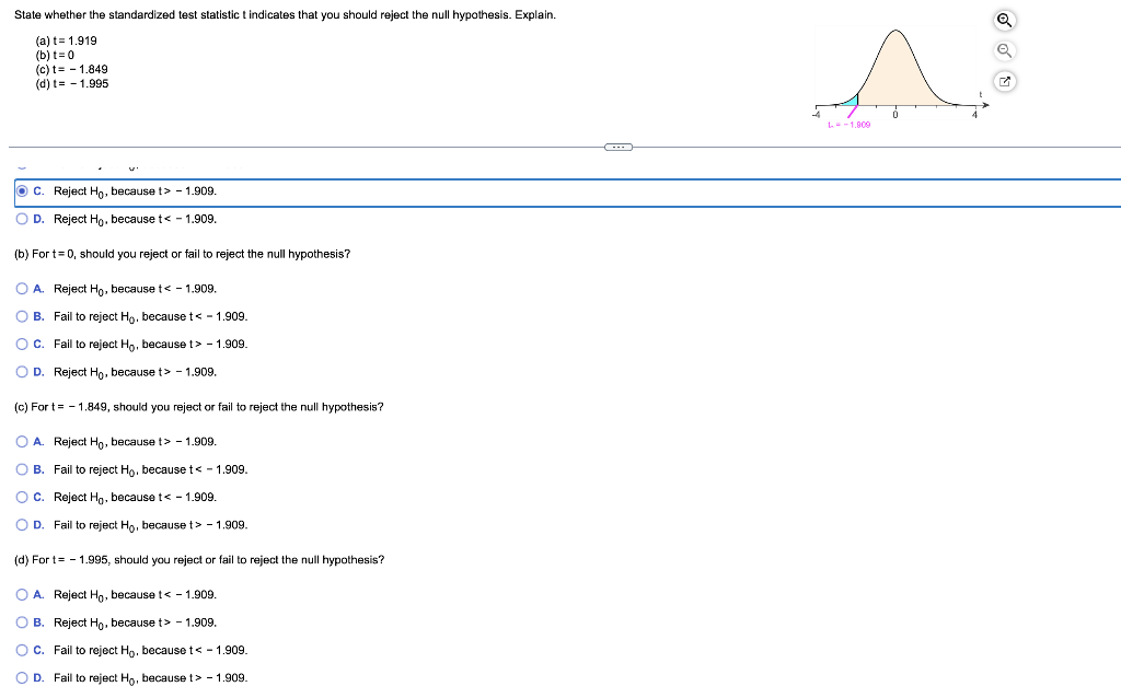 Solved State whether the standardized test statistic t | Chegg.com