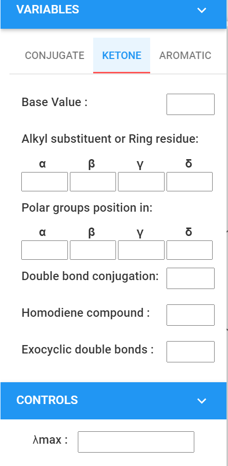 Solved O VARIABLES CONJUGATE KETONE AROMATIC Base Value : | Chegg.com