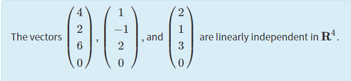 Solved The vectors are linearly independent in R4. Let A | Chegg.com