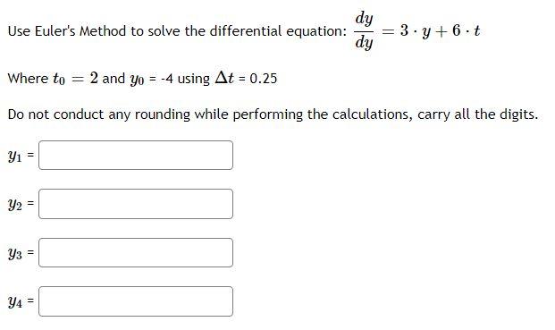 Solved dy Use Euler's Method to solve the differential | Chegg.com