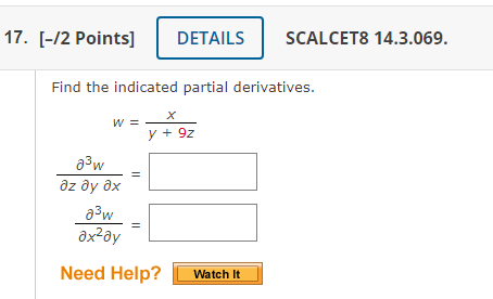 Solved Find the indicated partial derivatives. | Chegg.com