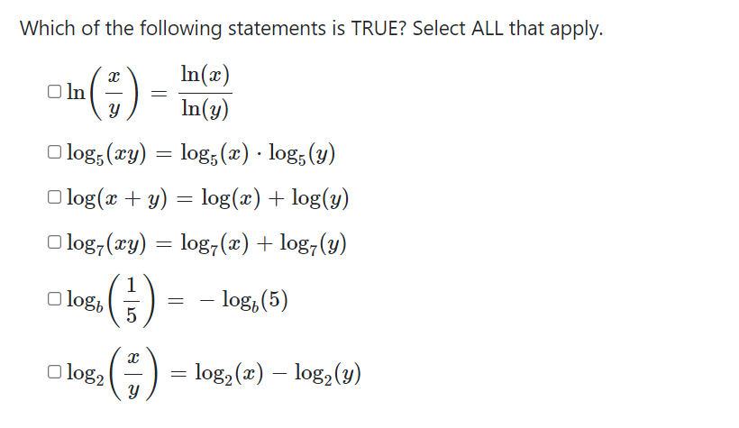 Solved Which of the following statements is TRUE? Select ALL | Chegg.com