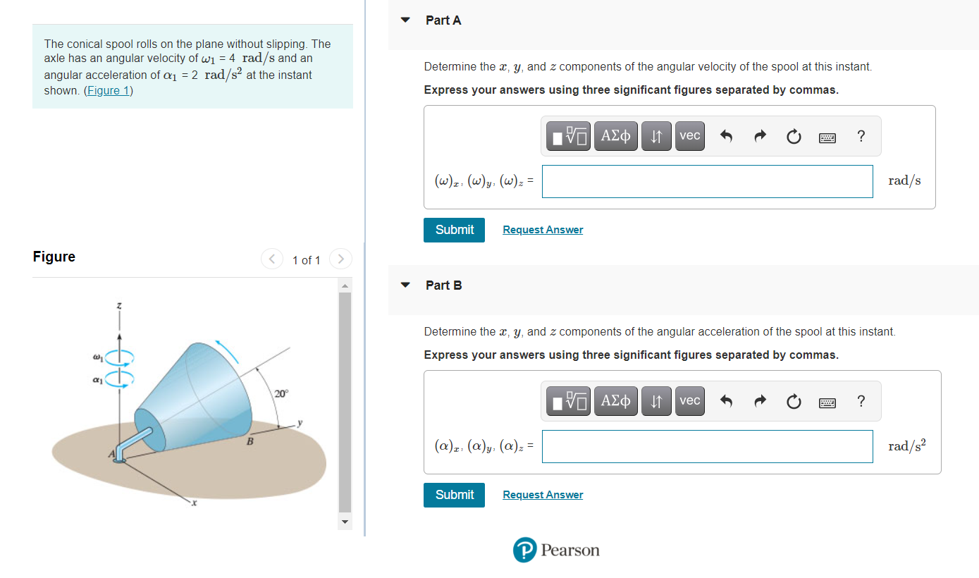 Solved Part A The conical spool rolls on the plane without | Chegg.com