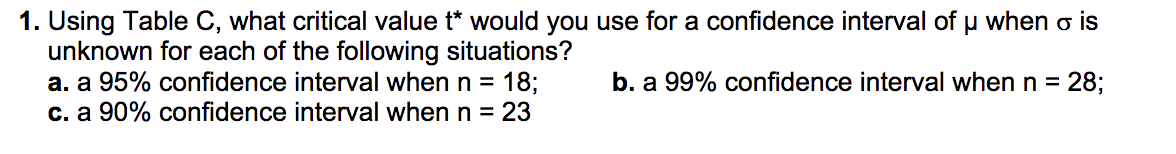 Solved Using Table C, ﻿what critical value t** ﻿would you | Chegg.com