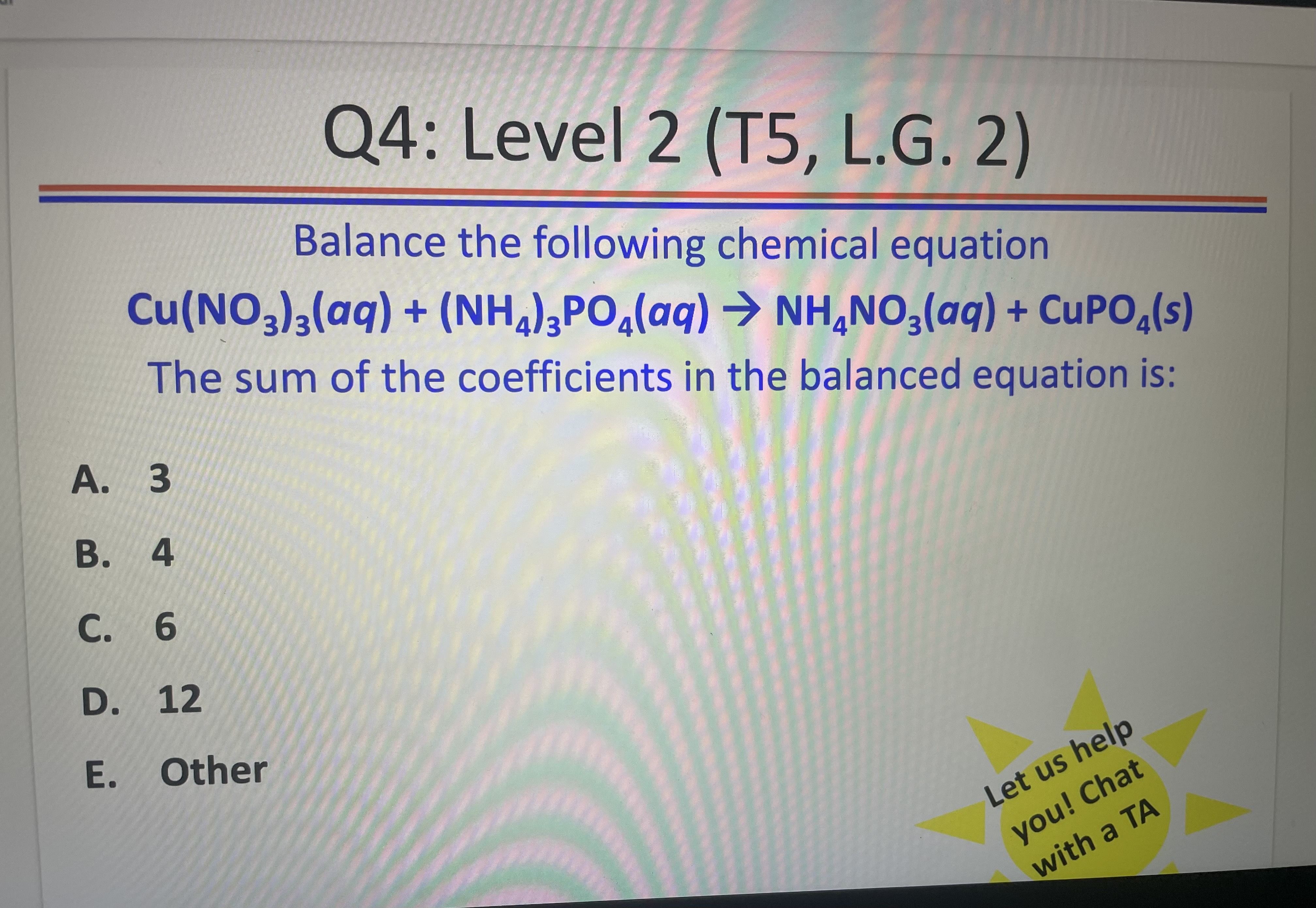 Solved Balance the following chemical equation | Chegg.com