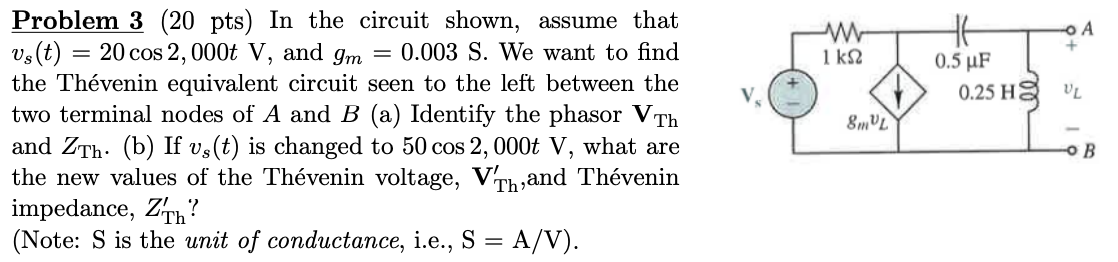 Solved Problem 3 (20 pts) In the circuit shown, assume that | Chegg.com Solved Problem 3 (20 pts) In the circuit shown, assume that | Chegg.com