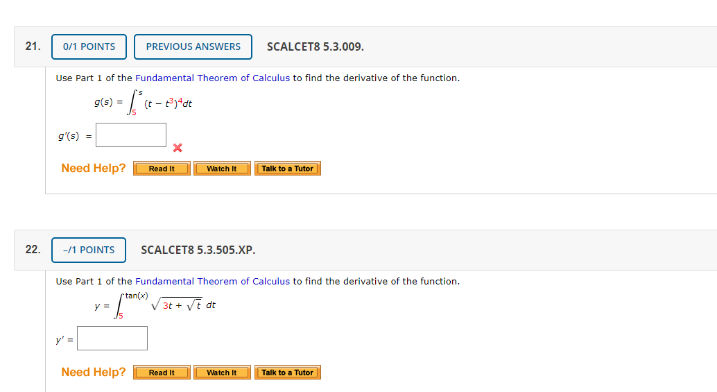 Solved 21. 0/1 POINTS PREVIOUS ANSWERS SCALCET8 5.3.009. Use | Chegg.com