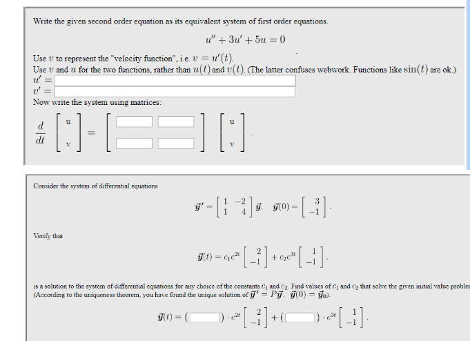 Solved Write the given second order equation as its | Chegg.com Solved Write the given second order equation as its | Chegg.com
