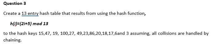 Solved Create a 13 entry hash table that results from using | Chegg.com