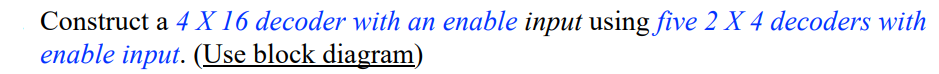 Solved Construct a 4 X 16 decoder with an enable input using | Chegg.com