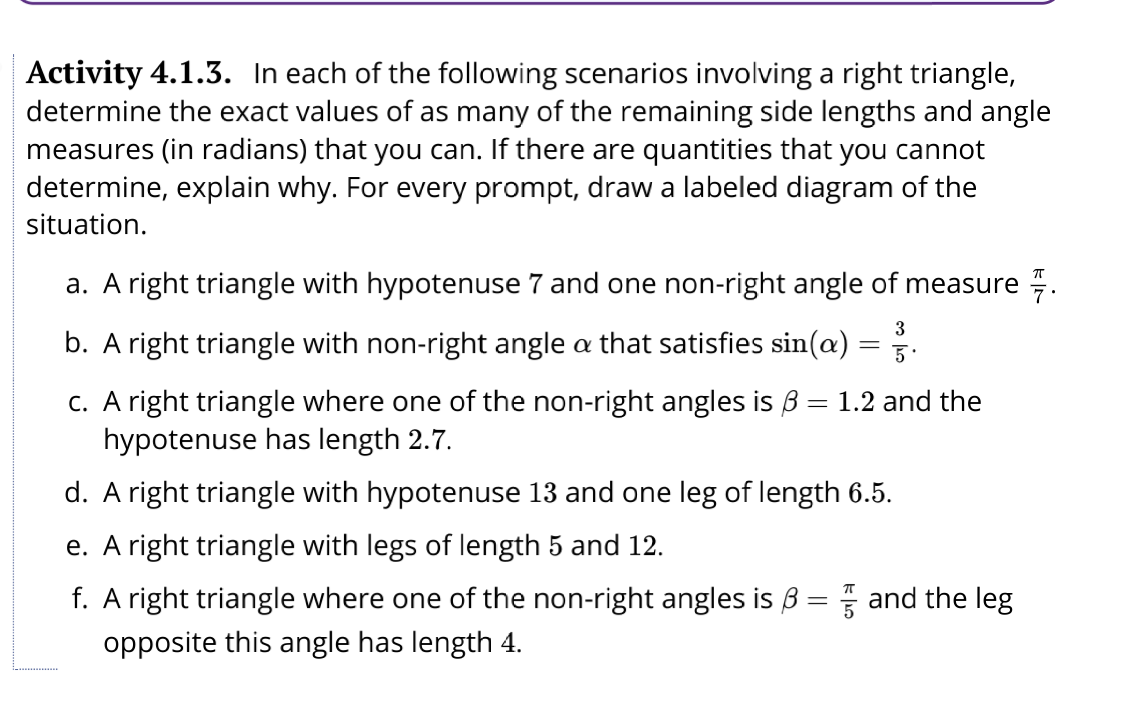 Solved Ratios in right triangles. In a right triangle where | Chegg.com