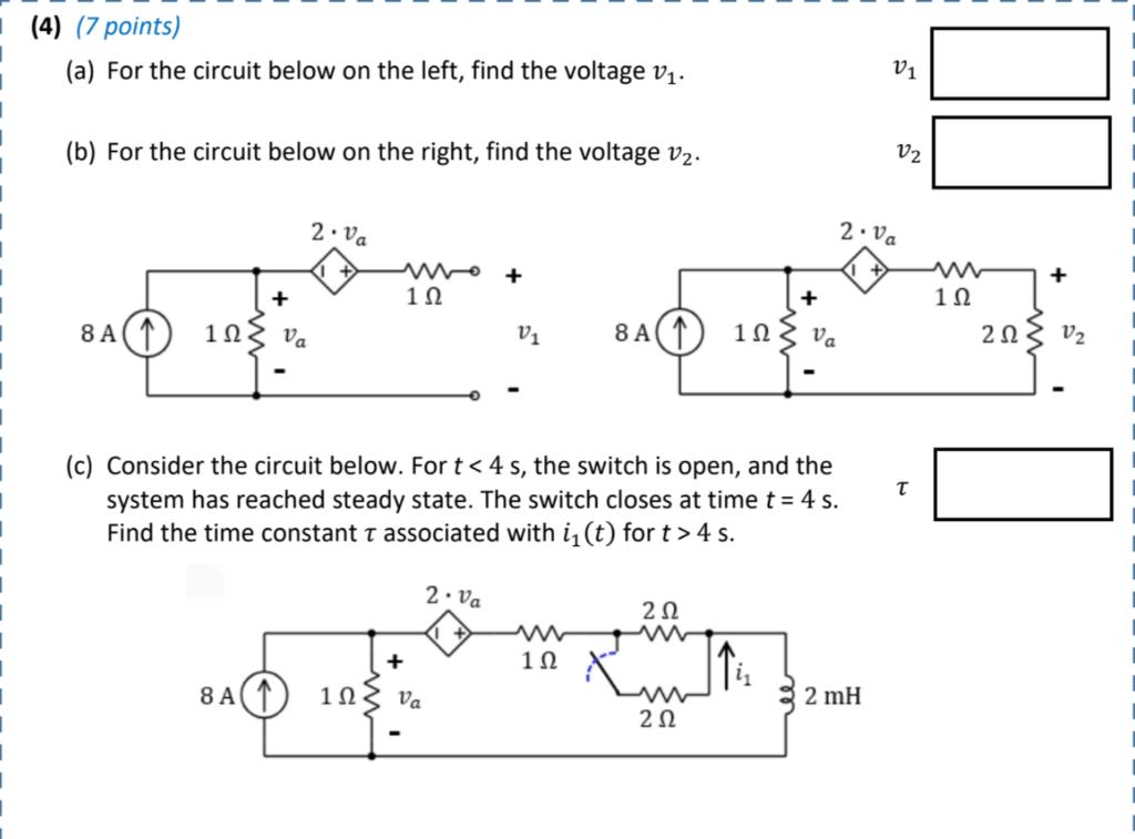 Solved (4) (7 points) (a) For the circuit below on the left, | Chegg.com