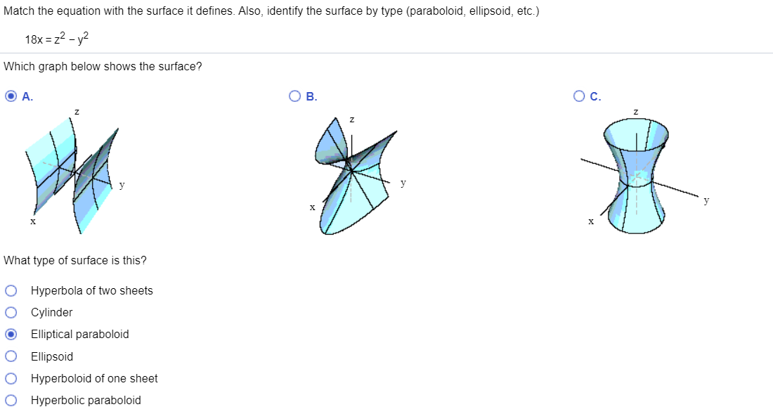 Solved Match the equation with the surface it defines. Also, | Chegg.com