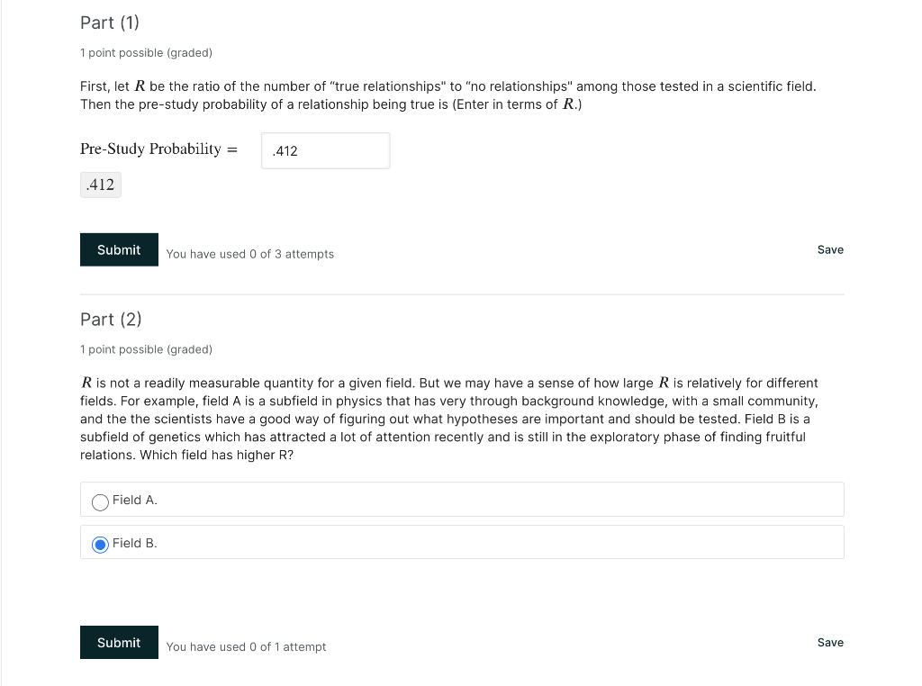 Solved 1 point possible (graded) First, let R be the ratio | Chegg.com