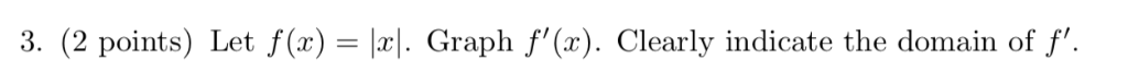 Solved 3. (2 points) Let f(x) = lxl·Graph f,(z). Clearly | Chegg.com