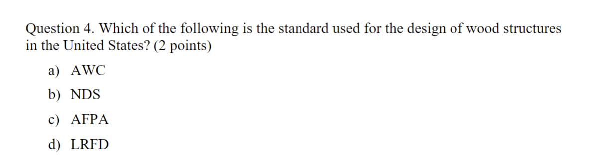 Solved Question 4. Which of the following is the standard | Chegg.com