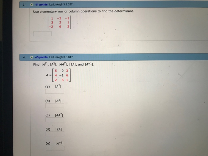 Solved 41 points LartinAlg8 3.2.027. 3. Use elementary row | Chegg.com