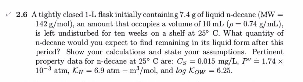 Solved 2.6 A tightly closed 1-L flask initially containing | Chegg.com