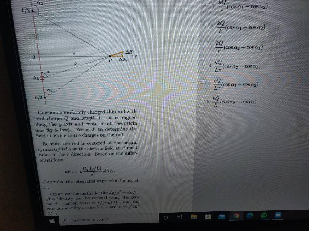 Solved 00 (cosa cosa2) L12 KQ (cos arcos (2) 1 he ko (Cos | Chegg.com