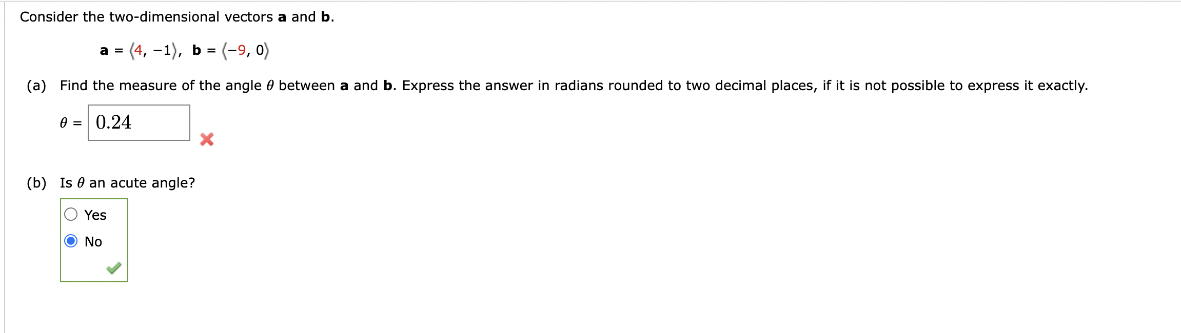 Solved Consider the two-dimensional vectors a and b. | Chegg.com