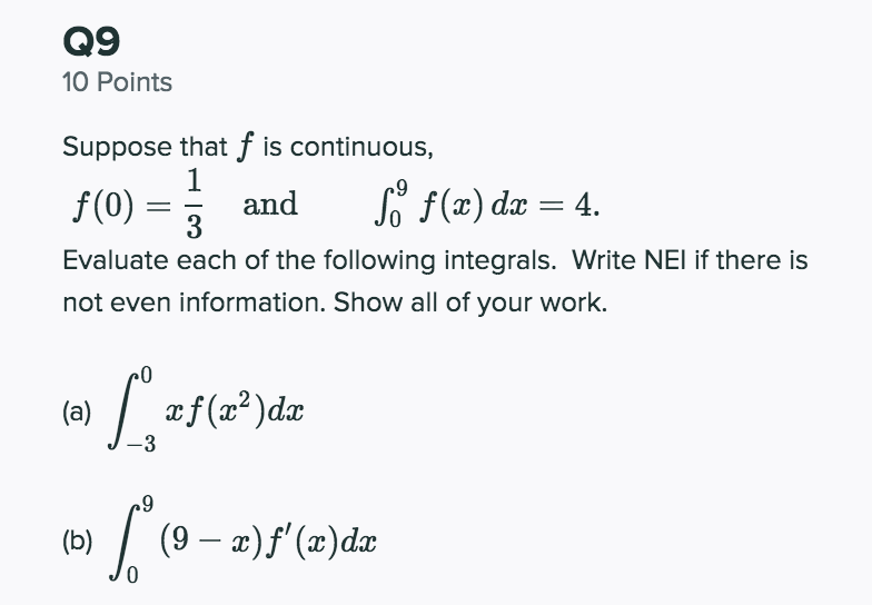 Solved Q10 10 Points Evaluate the following integral. Show | Chegg.com
