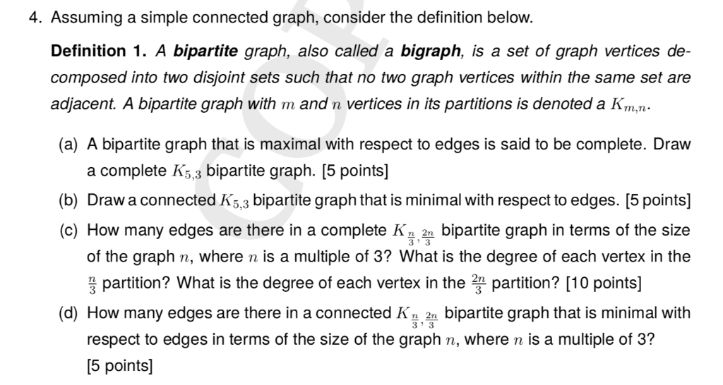 Solved 4. Assuming a simple connected graph, consider the | Chegg.com