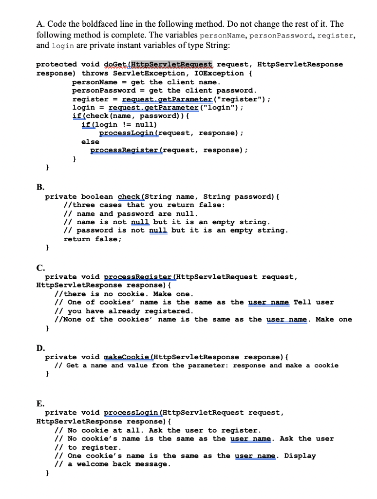 Solved We would like to program a servlet to track a user. | Chegg.com