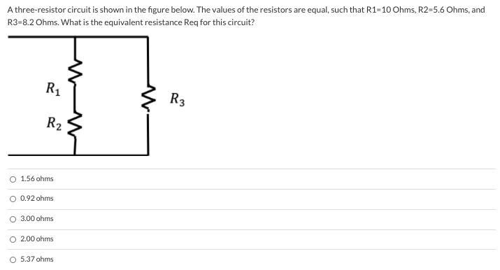 Solved A three-resistor circuit is shown in the figure | Chegg.com