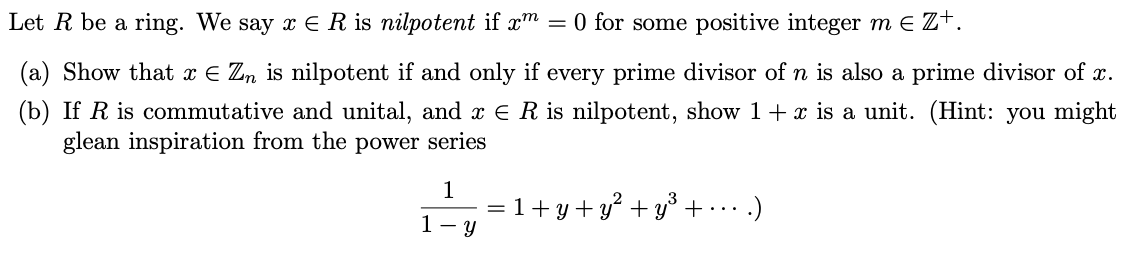 Solved Let R be a unital, commutative ring. Show that for | Chegg.com