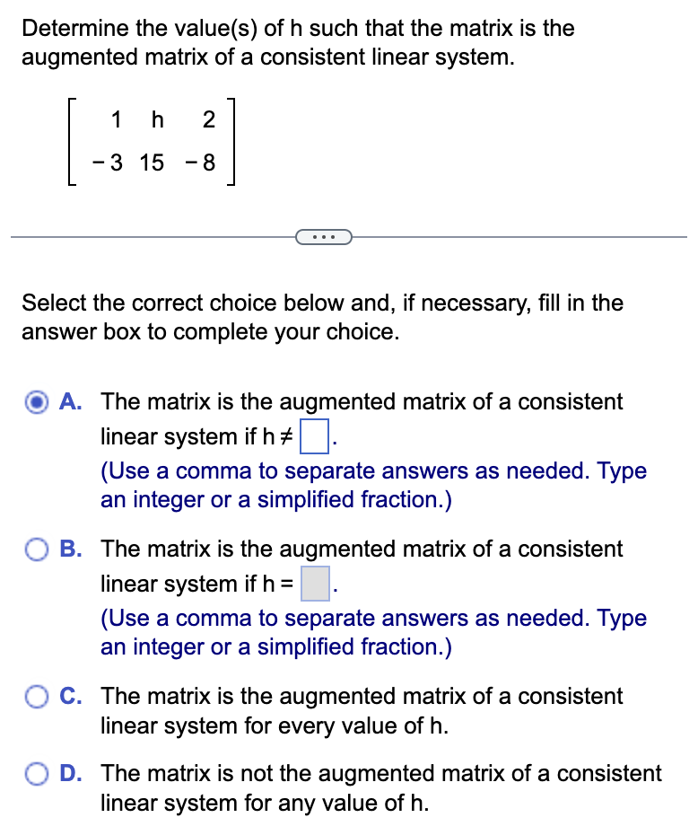 Solved Determine the value(s) of h such that the matrix is | Chegg.com