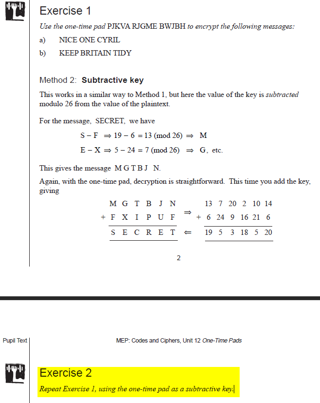 Solved 1.00 Exercise 1 Use the one-time pad PJKVA RIGME | Chegg.com