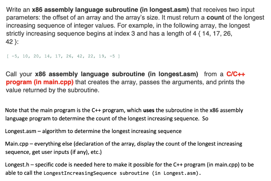 Solved Longest.h (C++ header file) Main.cpp (C++ source | Chegg.com Solved Longest.h (C++ header file) Main.cpp (C++ source | Chegg.com