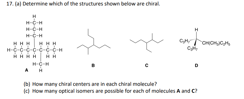 Solved 17. (a) Determine which of the structures shown below | Chegg.com