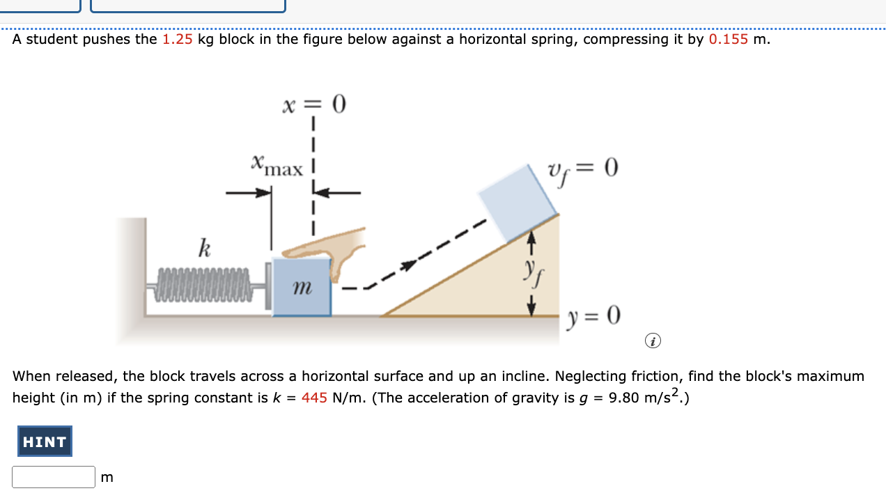 Solved A student pushes the 1.25 kg block in the figure | Chegg.com