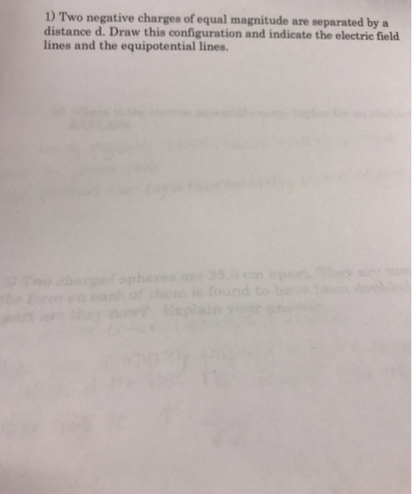 Solved 1) Two negative charges of equal magnitude are | Chegg.com