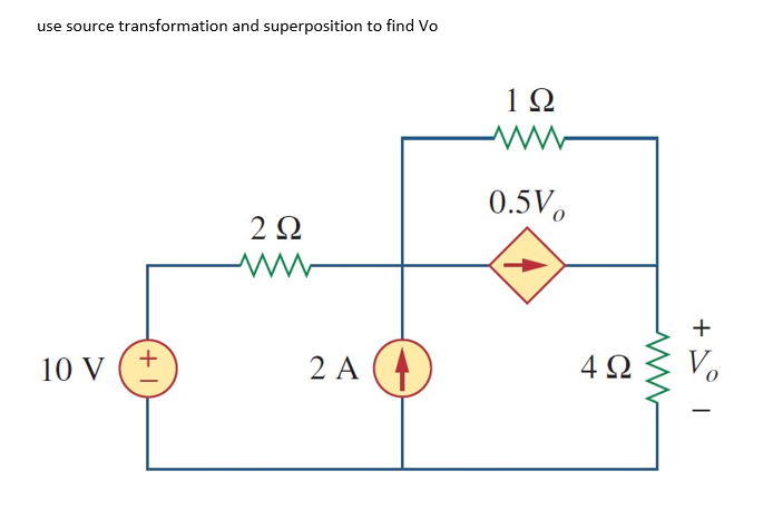 Solved use source transformation and superposition to find | Chegg.com