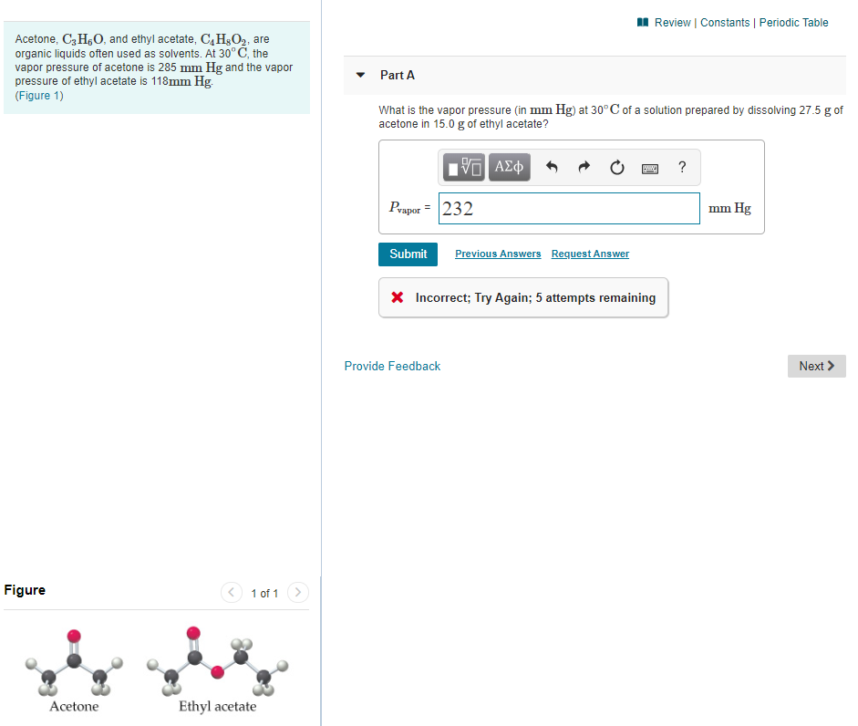 Solved I Review Constants Periodic Table Acetone, C3H60, and | Chegg.com