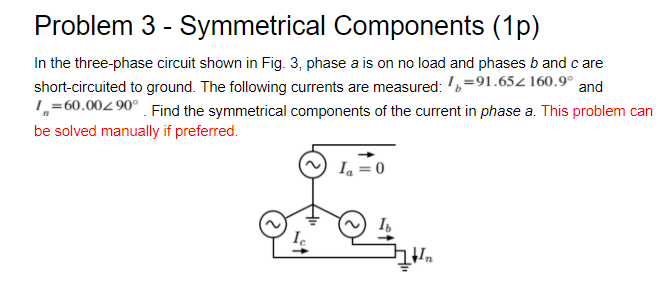 Solved Problem 3 - Symmetrical Components (10) In the | Chegg.com