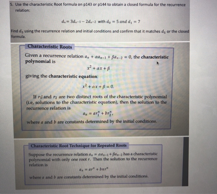 Solved Use tve characteristics Root formula on p143 or p144 | Chegg.com
