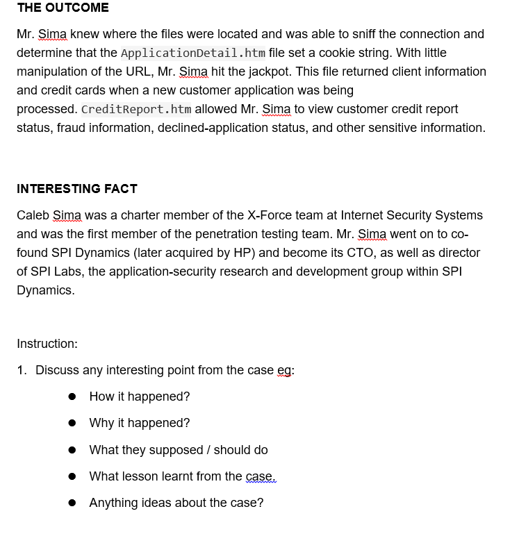 A CASE STUDY IN THE HACKING OF WEB APPLICATIONS In | Chegg.com